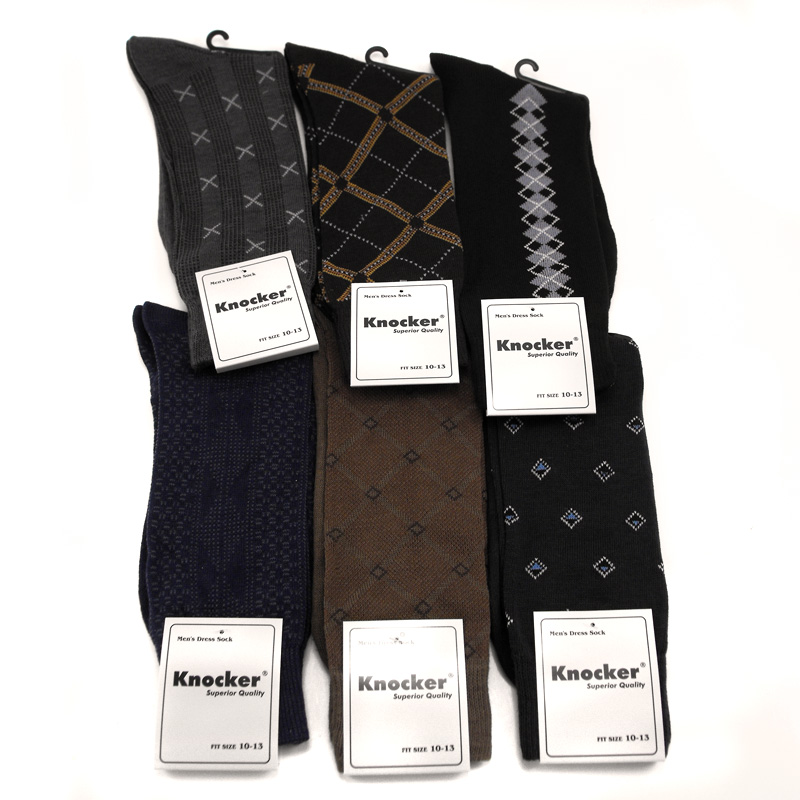 6 Pairs of Knocker Men's Dress Socks - Choose Solids or Prints - SHIPS ...