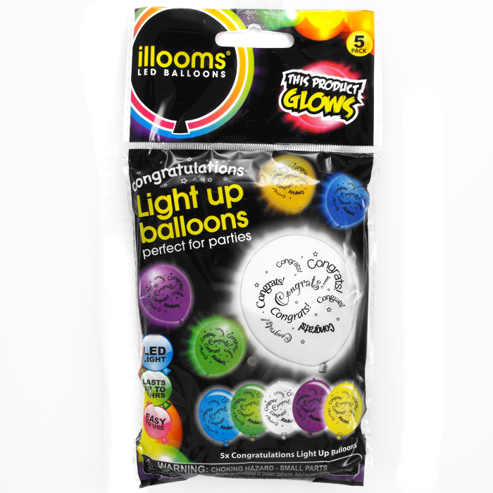 LED Light Up Balloons 5 Pack Set - 6 Different Styles For Any Party ...