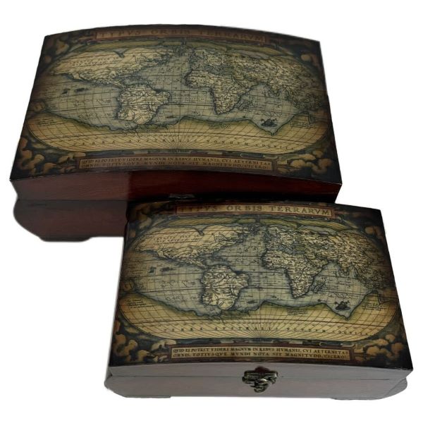2 Piece Vintage World Map Storage Chests - These are BEAUTIFUL! - SHIPS ...
