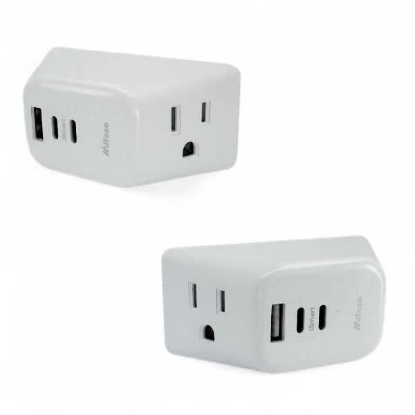 2 PACK of Wall Outlet Extender with 2 AC Outlets, 2 USB-C Ports, & 1 ...