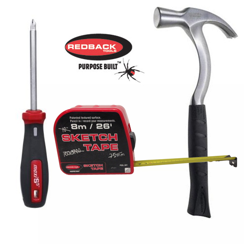 Redback 3 Pack Tool Set - Contractor Grade Hammer, Screwdriver & Sketch ...