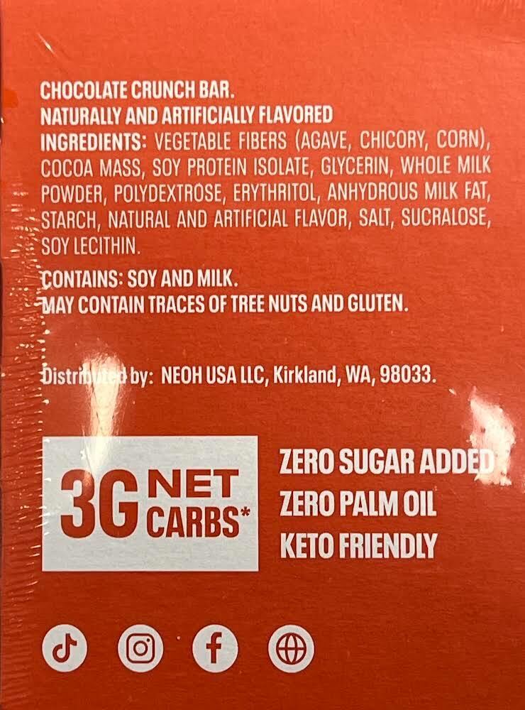 12 Pack NEOH Chocolate Keto Bars - Chocolate Dipped Protein "Candy Bar ...