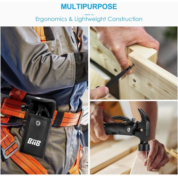 12-in-1 Hammer Multitool - Includes a mini hammer, nail claw, pliers ...