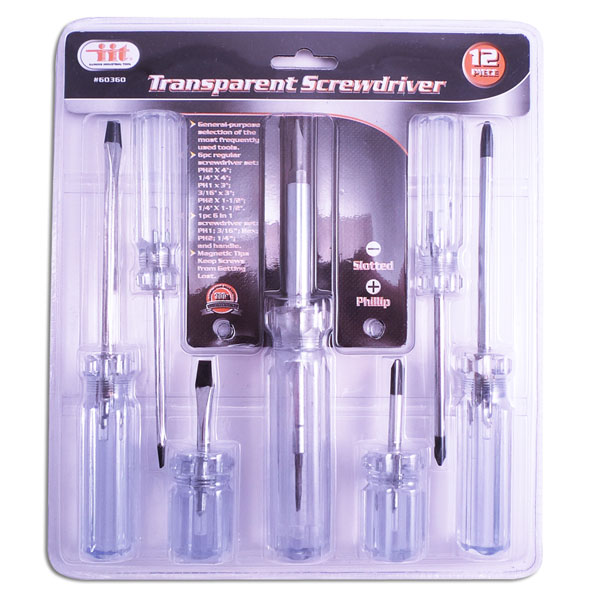 7 Transparent Handle Screwdriver Set - Includes All Most Commonly ...