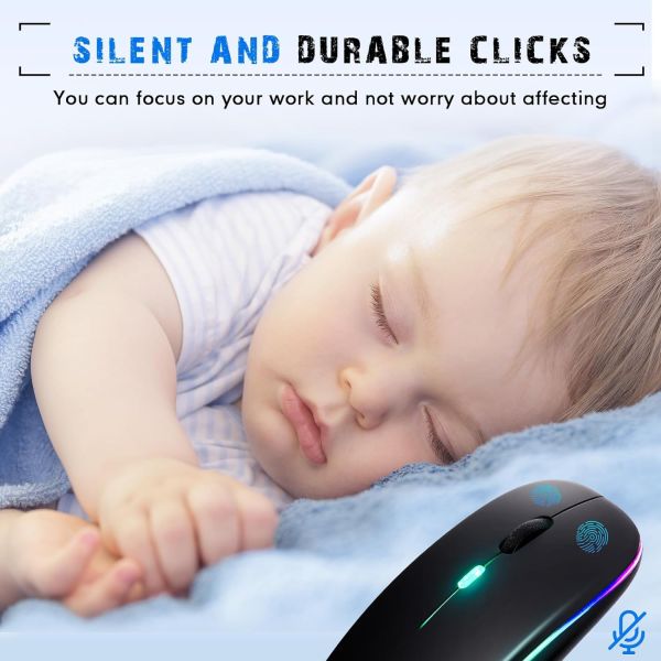 Silent Click LED Wireless Slim Mouse - Rechargeable - No more annoying ...