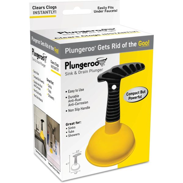 Plungeroo Mini Sink & Drain Plunger - Powerful Mini Plunger with Short ...
