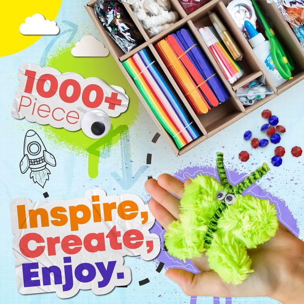 1000+ Piece Arts & Crafts Kit - Creative Supplies Set for Ages 4 to 100 ...
