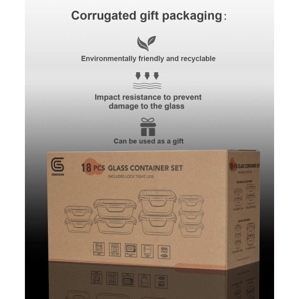 18 Piece Lock Tight Glass Food Storage Containers with Silicone Seal ...