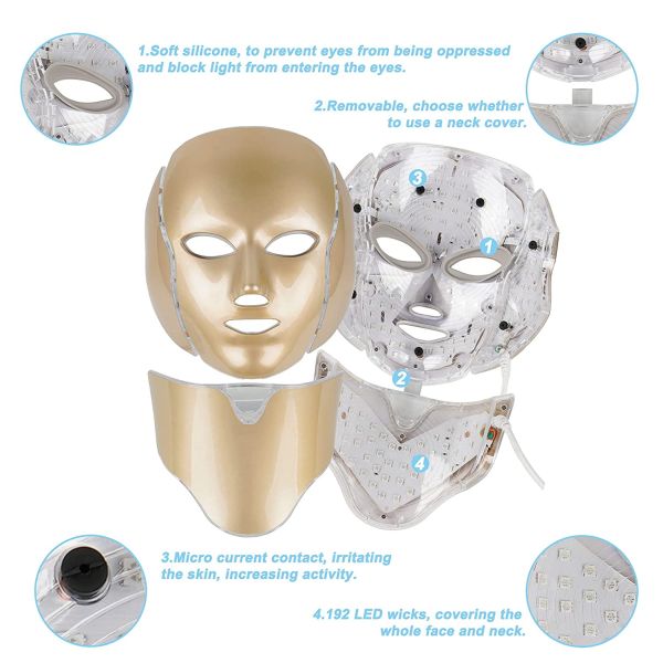 Light Therapy Led Face Mask - 7 Color LED Face Mask Light Therapy ...