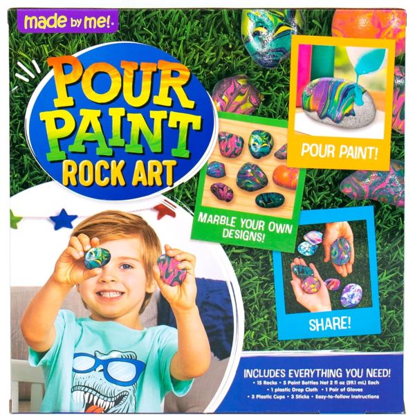 ALMOST SOLD OUT - "Made By Me" Pour Marbled Paint Rock Art - Paint Your ...