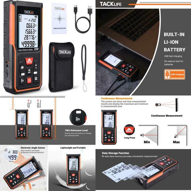 Tacklife Laser Measurer and Level - Measure up to 196 Feet - With ...