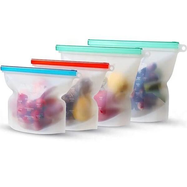 CLEARANCE - 5-PACK of Silicone Reusable Slide Lock Food Storage Bags ...