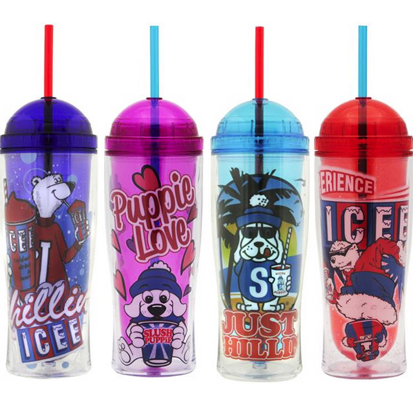 Icee and Slush Puppy 16 oz Double Wall Insulated Tumblers w/ Straw ...
