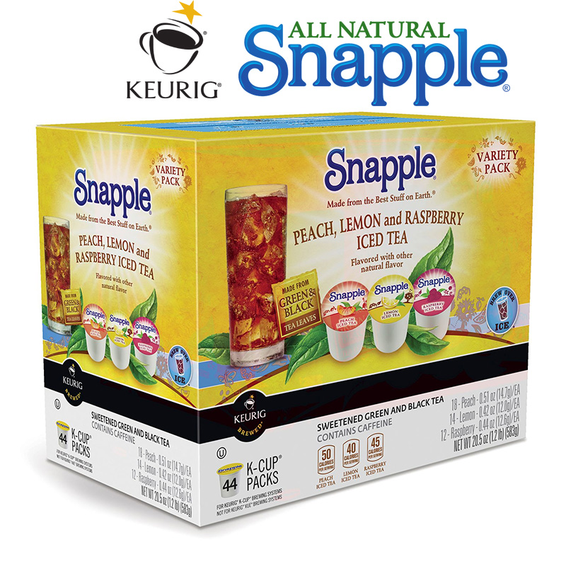 Keurig Snapple Peach, Lemon & Raspberry Iced Tea 44-pk. K-Cups Variety ...