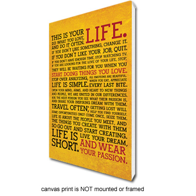 This Is Your Life - Available as Poster or Canvas - SHIPS FREE! - 13 Deals